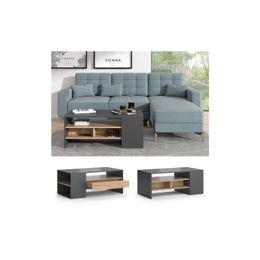 VICCO Couchtisch Sofatisch Kaffeetisch Fabien Eiche Anthrazit Wohnzimmer Tisch 110x45 cm modern Ablage Fach Schublade Beistelltisch Stubentisch