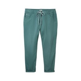 Tom Tailor PLUS Jogger Pants im 5-Pocket-Stil mit Stretch und Bindeband, grün