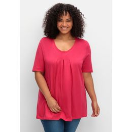 sheego Große Größen: Shirt in A-Linie, mit Kellerfalten am Ausschnitt, magenta, Gr.52/54