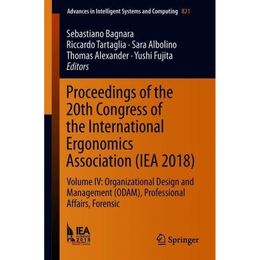 Springer International Publishing Proceedings of the 20th Congress of the International Ergonomics Association (IEA 2018), Kartoniert (TB)