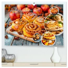 Calvendo Apfelkuchen satt - Köstliche Kunstwerke aus dem KI-Backofen (hochwertiger Premium Wandkalender 2025 DIN A2 quer), Kunstdruck in Hochglanz