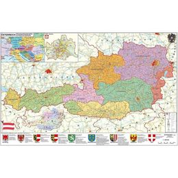Stiefel Wandkarte Großformat Österreich, politisch, ohne Metallstäbe - Heinrich Stiefel, Karte (im Sinne von Landkarte)