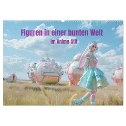 Figuren in einer bunten Welt - Im Anime-Stil (Wandkalender 2025 DIN A2 quer), Calvendo Monatskalender