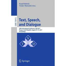 Springer International Publishing Text, Speech, and Dialogue, Kartoniert (TB)