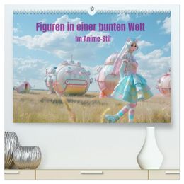 Calvendo Figuren in einer bunten Welt - Im Anime-Stil (hochwertiger Premium Wandkalender 2025 DIN A2 quer), Kunstdruck in Hochglanz