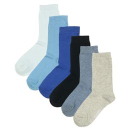 Ewers - Socken UNI 6er-Pack in hellblau/marine/grau, Gr.23-26