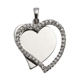 Ketten-Anhänger Firetti "Schmuck Geschenk Silber 925 Anhänger für Halskette Herz+Liebe" Schmuckanhänger Gr. Silber 925 (Sterlingsilber), 5,7 g, silberfarben (silberfarben, kristallweiß, kristallweiß) Damen Anhänger