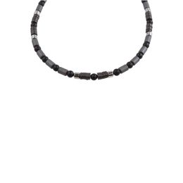 Collier Firetti "Schmuck Geschenk Halsschmuck Halskette Steinkette Edelstein Hämatit" Halsketten Gr. Edelstahl, Länge: 46 cm, grau (edelstahlfarben, schwarz, grau, silberfarben) Damen Colliers