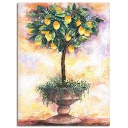 Wandbild Artland "Zitronenbaum" Bilder Gr. B/H: 90 cm x 120 cm, Leinwandbild Bäume Hochformat, 1 St., gelb Kunstdrucke