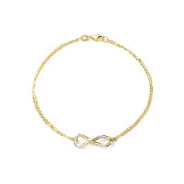 Goldarmband Amor "Infinity/Unendlichkeitsschleife, 2014324" Armbänder Gr. Gelbgold 375, silberfarben (gelbgoldfarben, silberfarben) Damen Trachtenmode