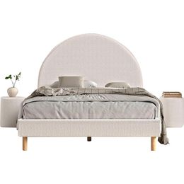 Schlafzimmer-Set Vipack "Polsterbett Moon" Schlafzimmermöbel-Sets Gr. B/H/T: 147 cm x 132 cm x 212 cm, ohne Matratze, B/H: 140 cm x 200 cm, weiß Komplett Schlafzimmer