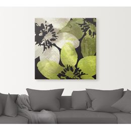 Wandbild Artland "Blüten V" Bilder Gr. B/H: 100 cm x 100 cm, Leinwandbild Blumen quadratisch, 1 St., grün Kunstdrucke