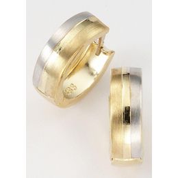 Paar Creolen Firetti "Schmuck Geschenk Gold 333 in Bicolor-Optik" Ohrringe Gr. Gelbgold 333, gelb (gelbgoldfarben, weißgoldfarben, kristallweiß, kristallweiß) Damen Creolen