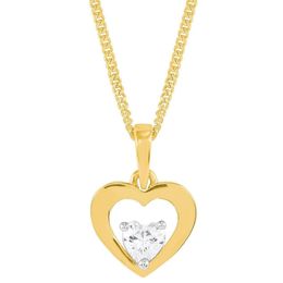 Kette mit Anhänger Amor "Schmuck Geschenk Halskette Herz LIEBE, 2014399" Halsketten Gr. Gelbgold 375, weiß (gelbgoldfarben, weiß) Damen Ketten mit Anhänger