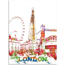 Wandbild Artland "London Grafik" Bilder Gr. B/H: 90 cm x 120 cm, Alu-Dibond-Druck London Hochformat, 1 St., bunt Kunstdrucke