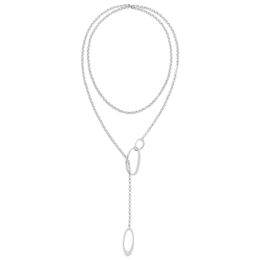 Kette mit Anhänger Calvin Klein "Schmuck Edelstahl Halsschmuck Halskette Erbskette SCULPTURAL" Halsketten Gr. Edelstahl, Länge: 91 cm Breite: 3,5 mm, silberfarben (edelstahlfarben) Damen Ketten mit Anhänger