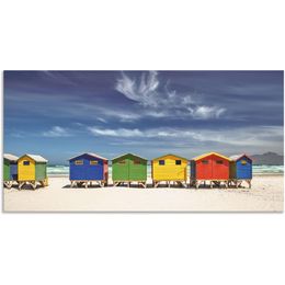 Wandbild Artland "Bunte Strandhäuser bei Kapstadt" Bilder Gr. B/H: 150 cm x 75 cm, Alu-Dibond-Druck Strandbilder Querformat, 1 St., bunt Kunstdrucke