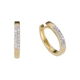 Paar Creolen Firetti "Schmuck Geschenk Gold 585, teilw. rhodiniert, massiv" Ohrringe Gr. 0,1 ct P2 = erkennbare Einschlüsse, Gelbgold 585-Diamanten, weiß (gelbgoldfarben, silberfarben, weiß) Damen Creolen