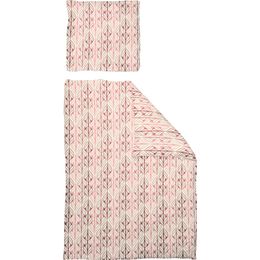 Bettwäsche Adam "Leinenbettwäsche Wave" Gr. B/L: 135 cm x 220 cm (1 St.), B/L: 80 cm x 80 cm (1 St.), Jacquard, rosa (rosa, rot) Bettwäsche 135x220 cm nachhaltig aus Bio-Baumwolle