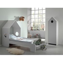 Jugendzimmer-Set Vipack "Casami" Schlafzimmermöbel-Sets Gr. B/H: 90 cm x 200 cm, grau (weiß, grau) Baby Komplett-Kinderzimmer