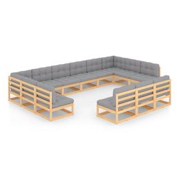 DOTMALL Gartenlounge-Set vidaXL 13-tlg. Garten-Lounge-Set mit Kissen Massivholz Kiefer