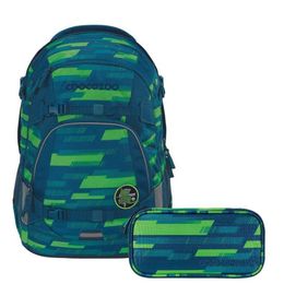 Coocazoo Schulranzen Schulrucksack-Set MATE Lime Stripe 2-teilig (Rucksack