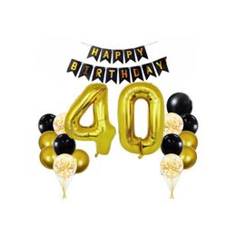 Montegoni Aufblasbares Partyzubehör 40 Geburtstag Deko Set Schwarz Gold