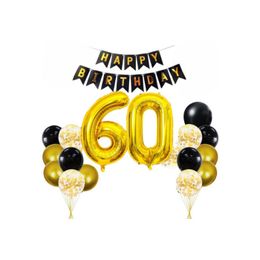 Montegoni Aufblasbares Partyzubehör 60 Geburtstag Deko Set Schwarz Gold