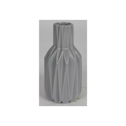 BURI Tischvase 8 Stück kleine Keramik-Vasen grau elegantes Rillendesign ø9x19cm Dekor