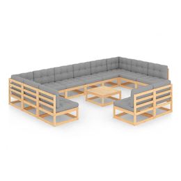 DOTMALL Gartenlounge-Set 13-tlg. Garten-Lounge-Set mit Kissen Massivholz Kiefer