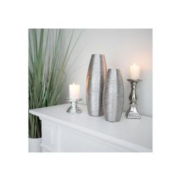 BURI Tischvase 6x Keramik Vasen Silber Dekoration Tisch Blumen Pflanzen Gefäß Strauß