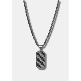 CRBNCNCPT Kette mit Anhänger Carbon Dog Tag Anhänger mit schwarzer Edelstahl Kette Herren Halskette