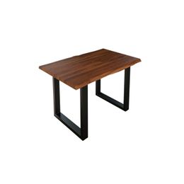 Junado® Junado® Esstisch Lauren, Tisch Baumkante 120 x 80 cm braun schwarz