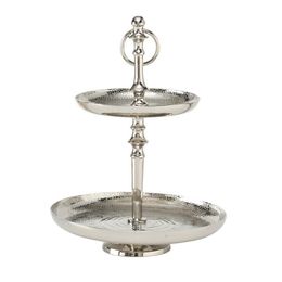 Boltze Dekoetagere Etagere Fortuna 30cm 2-stöckig Silber