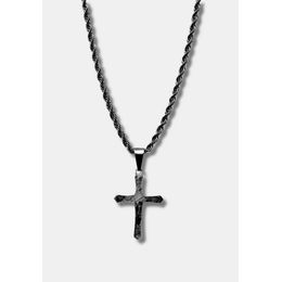 CRBNCNCPT Kette mit Anhänger Carbon Kreuz Anhänger mit Edelstahl Kette