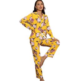 ZWY Pyjama Damen-Pyjama-Set mit Blumenmuster