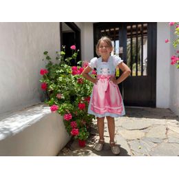 Ramona Lippert Dirndl Mia kariert blau rosa 3-teilig mit Bluse Kinder Dirndl für Mädchen