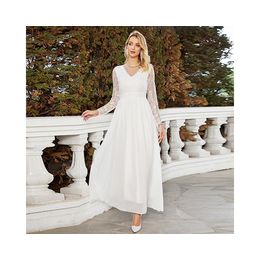 RUZU UG Abendkleid Cocktailkleid Schlankes Hochzeitskleid Spitze V-Ausschnitt Modekleid