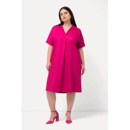 Ulla Popken Jerseykleid Minikleid Oversized Hemdkragen V-Ausschnitt