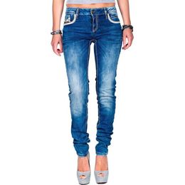 Cipo & Baxx Cipo & Baxx Slim-fit-Jeans Damen Hose BA-WD343 mit dicken Nähten und Verzierung