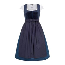 Ramona Lippert Dirndl Samy blau Samtdirndl Kleid und Schürze Rocklänge 65 cm