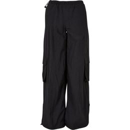 Urban Classics Stoffhose Urban Classics Damen Ladies Wide Crinkle Nylon Cargo Pants (1-tlg), schwarz