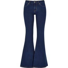 Urban Classics Bequeme Jeans Urban Classics Damen Ladies Organic Low Waist Flared Denim, blau