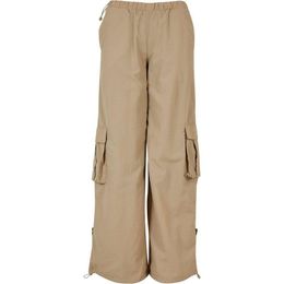 Urban Classics Stoffhose Urban Classics Damen Ladies Wide Crinkle Nylon Cargo Pants (1-tlg), beige