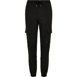 Urban Classics Stoffhose Damen Ladies Knitted Denim High Waist Cargo Pants (1-tlg), schwarz