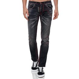 Rusty Neal Straight-Jeans RUBEN 45 mit trendigen Kontrastnähten, schwarz