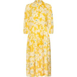 Reitmayer Blumen-Kleid mit Stehkragen Wei&szlig;/Gelb (Gr&ouml;&szlig;e: 38)