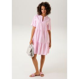 Sommerkleid Aniston CASUAL Gr. 46, N-Gr, bunt (rosa, weiß, gestreift) Damen Kleider Sommerkleider Bestseller
