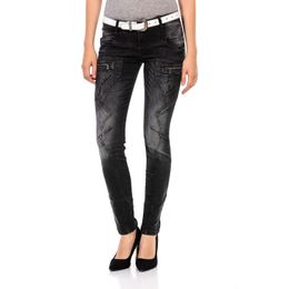 Cipo & Baxx Slim-fit-Jeans CIPO & BAXX "WD437" Gr. 28, Länge 34, schwarz Damen Jeans Röhrenjeans
