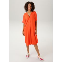Blusenkleid Aniston CASUAL Gr. 46, N-Gr, orange (orangerot) Damen Kleider Knielange Bestseller